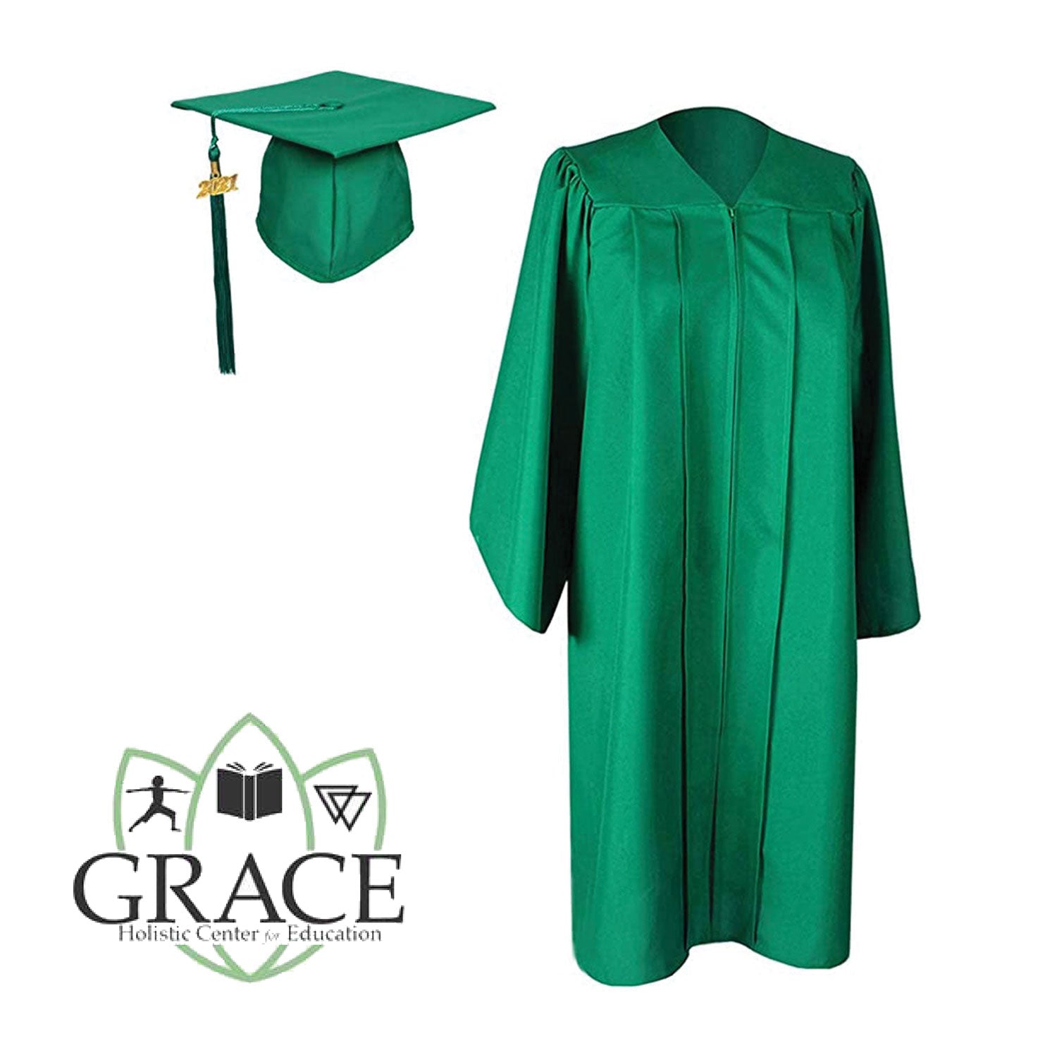 Grace Holistic Center for Education - Matte Kelly Green Cap, Gown and ...